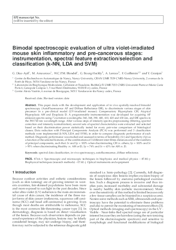 Pdf Bimodal Spectroscopic Evaluation Of Ultra Violet Irradiated Mouse Skin Inflammatory And