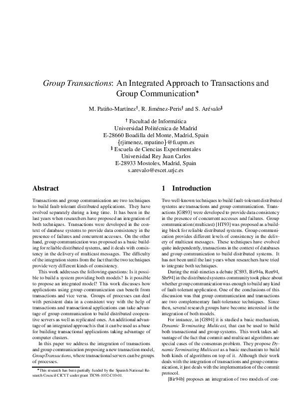 (PDF) Group Transactions: An Integrated Approach to Transactions and ...