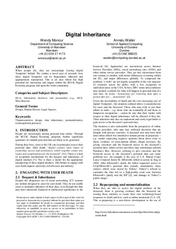 (PDF) Digital Inheritance