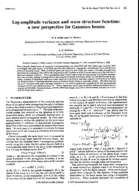 Pdf Log Amplitude Variance And Wave Structure Function A New