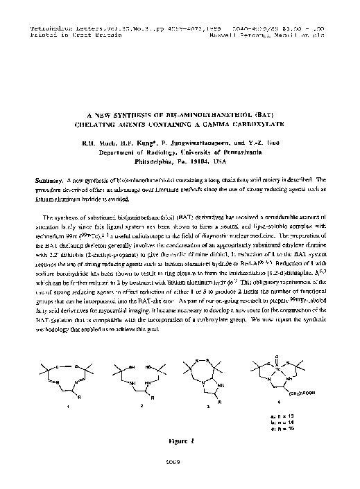 (PDF) A new synthesis of bis-aminoethanethiol (bat) chelating agents ...