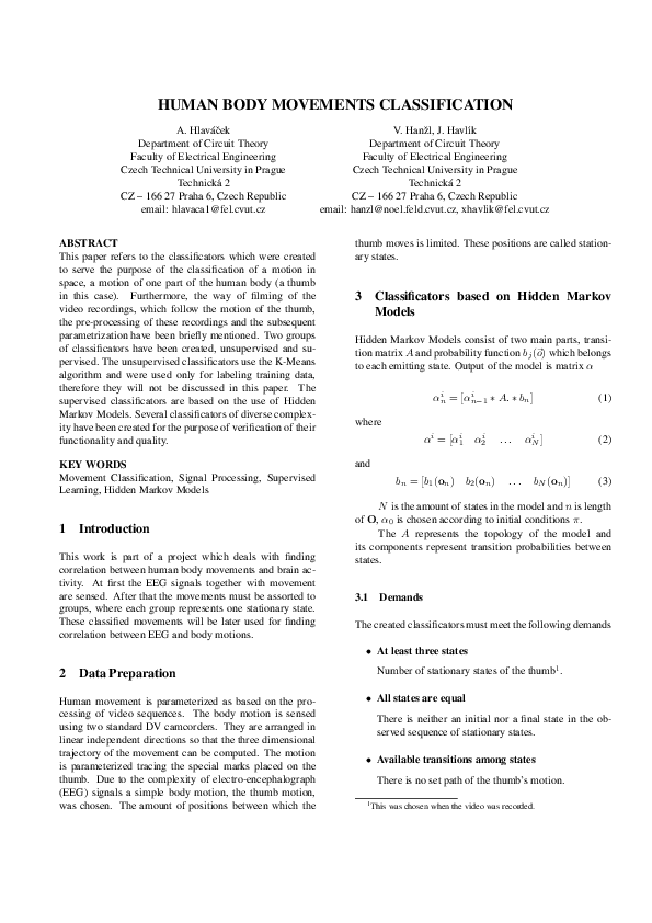 (PDF) Human Body Movements Classification
