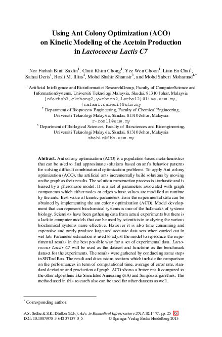 (PDF) Using Ant Colony Optimization (ACO) on Kinetic Modeling of the ...