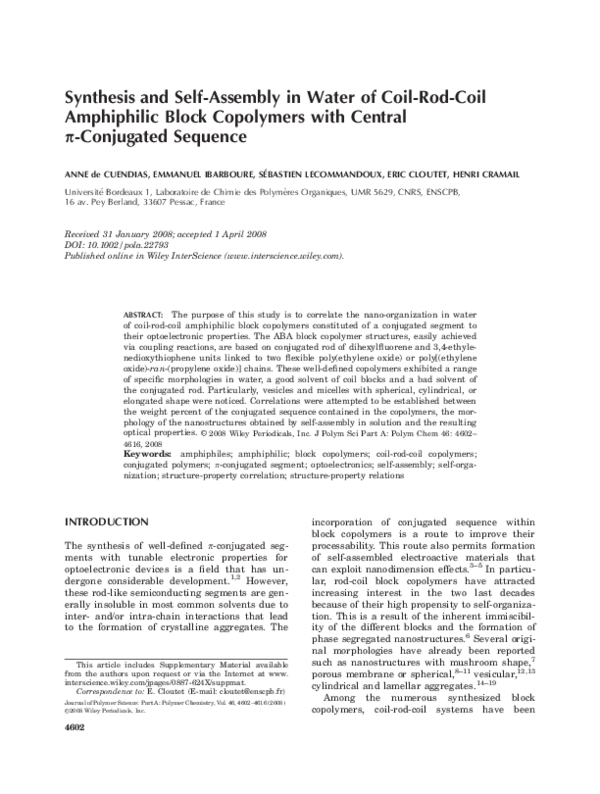 (PDF) Solution Self-Assembly of Coil-Crystalline Diblock Copolypeptoids Bearing Alkyl Side ...