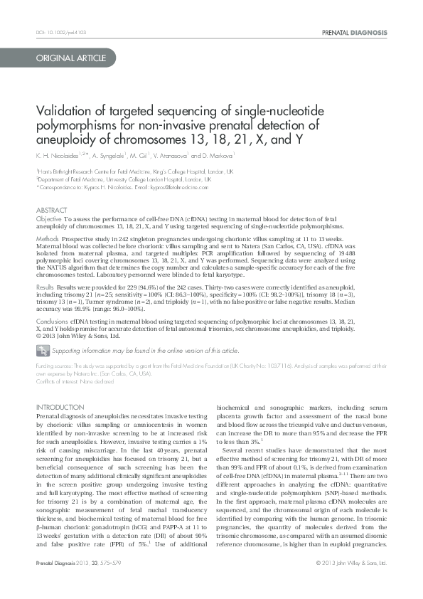Pdf Validation Of Targeted Sequencing Of Single Nucleotide