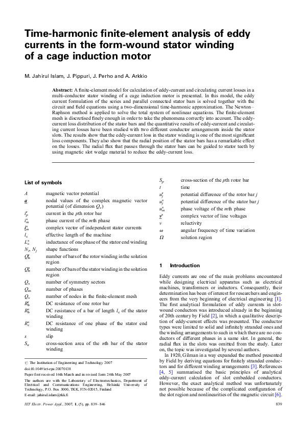 (PDF) Time-harmonic finite-element analysis of eddy currents in the ...