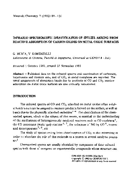 (PDF) Infrared spectroscopic identification of species arising from ...