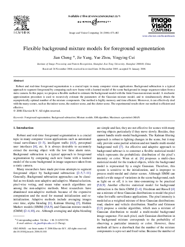 (PDF) Flexible background mixture models for foreground segmentation