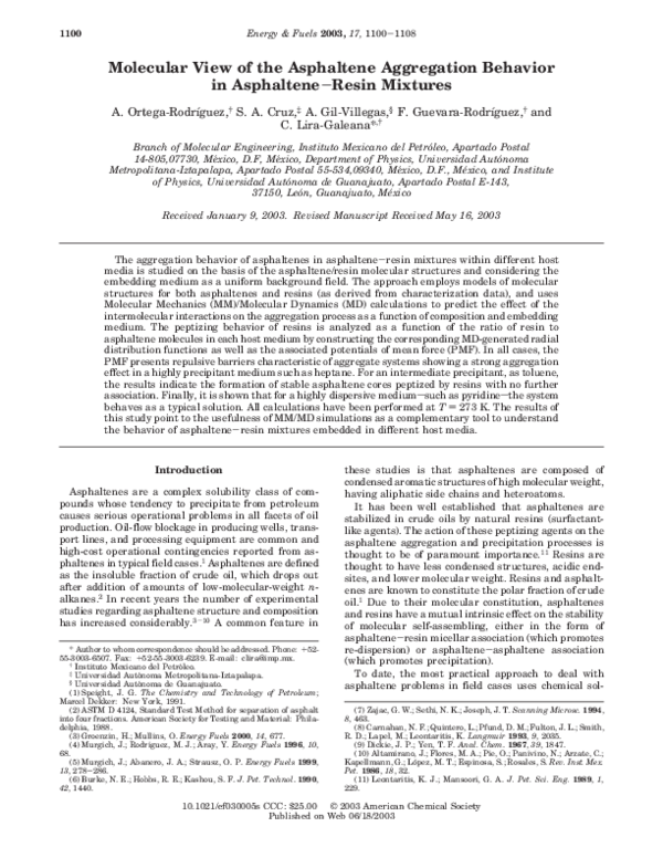 (PDF) Molecular View of the Asphaltene Aggregation Behavior in ...
