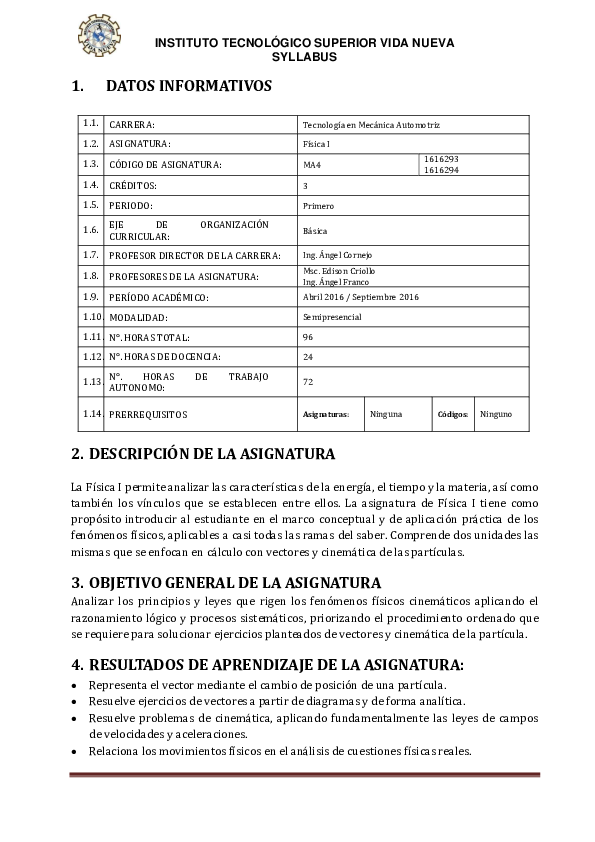 (PDF) INSTITUTO TECNOLÓGICO SUPERIOR VIDA NUEVA SYLLABUS 1. DATOS ...