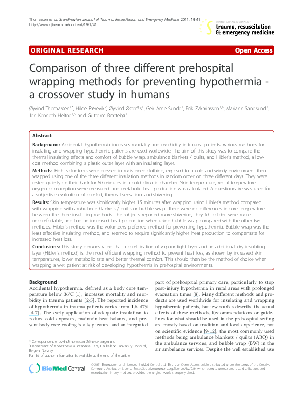 (PDF) Comparison of three different prehospital wrapping methods for ...