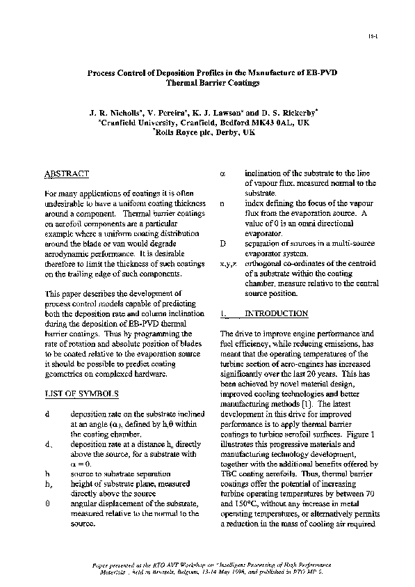 (PDF) Process Control of Deposition Profiles in the Manufacture of EB ...