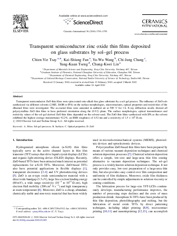 (PDF) Transparent semiconductor zinc oxide thin films deposited on ...