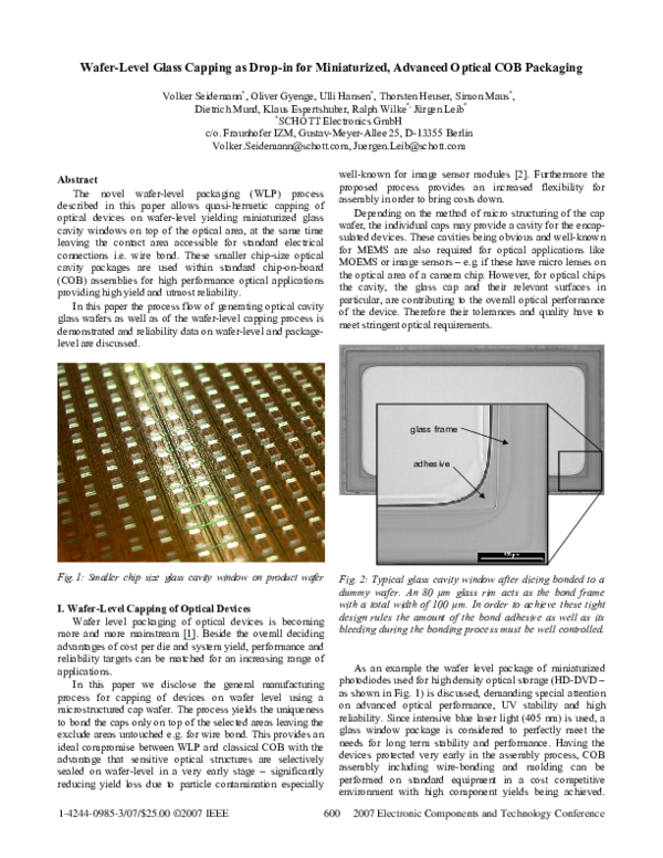 (PDF) Wafer-Level Glass Capping as Drop-in for Miniaturized, Advanced ...