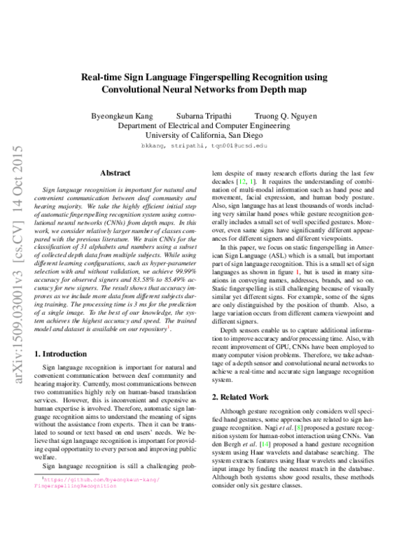 Pdf Real Time Sign Language Fingerspelling Recognition Using Convolutional Neural Networks
