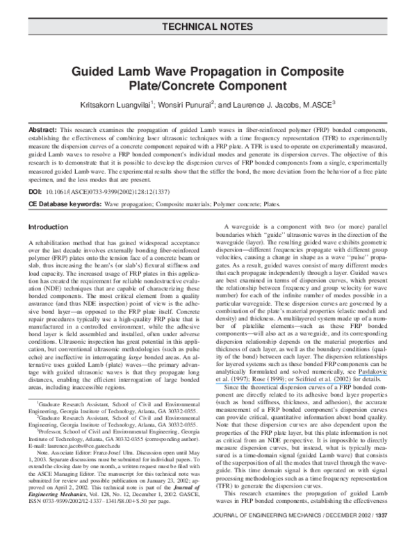 (PDF) Guided Lamb Wave Propagation in Composite Plate/Concrete Component