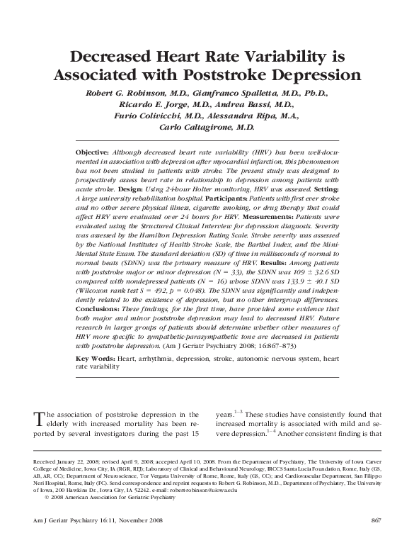 (PDF) Decreased heart rate variability is associated with higher levels ...