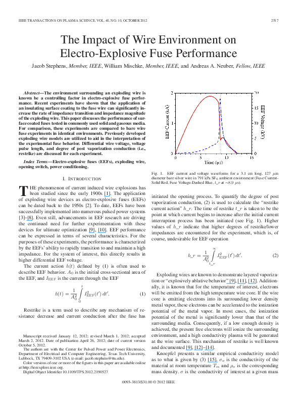 (PDF) The Impact of Wire Environment on Electro-Explosive Fuse Performance