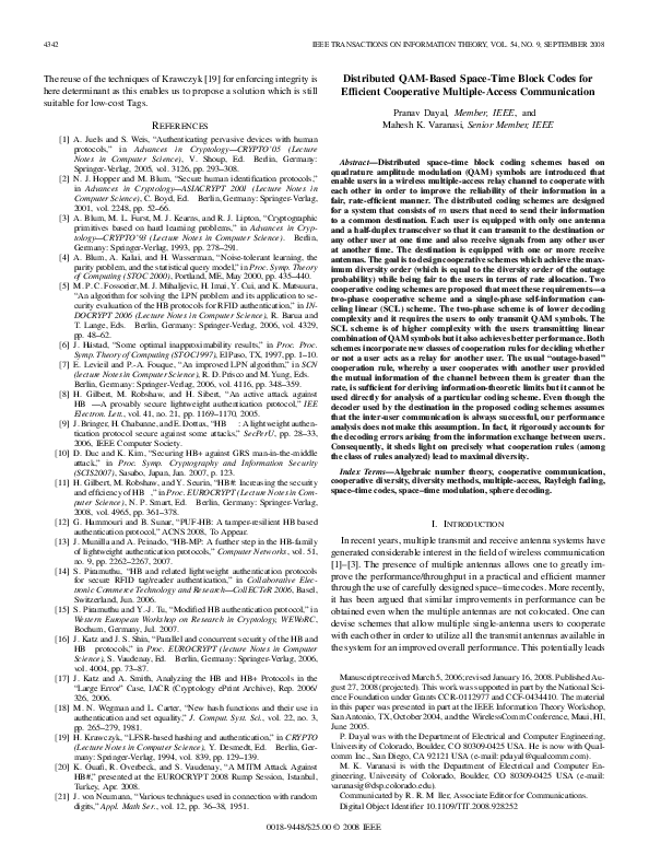 Pdf Distributed Qam Based Space Time Block Codes For Efficient Cooperative Multiple Access 4616