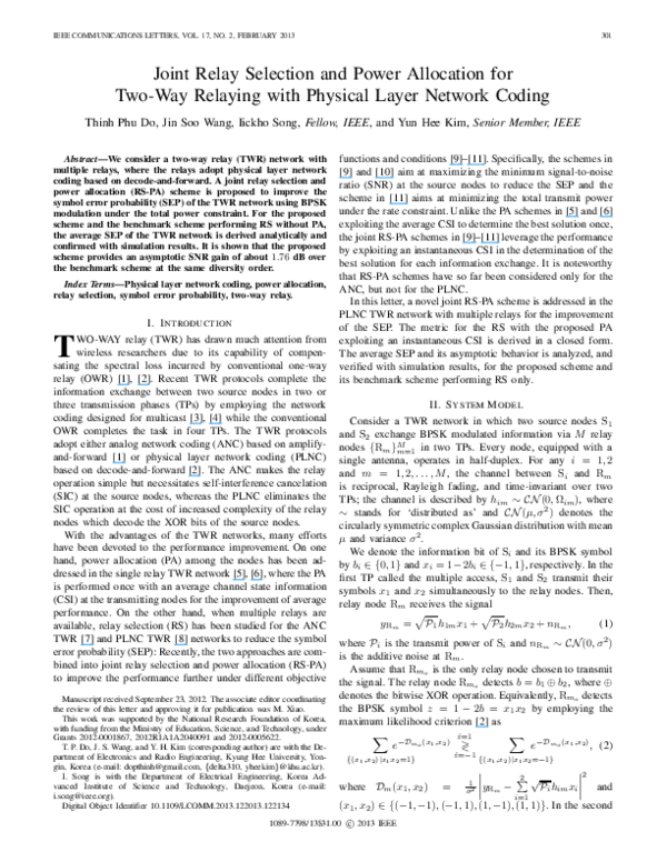 Pdf Joint Relay Selection And Power Allocation For Decode And Forward Cellular Relay Network