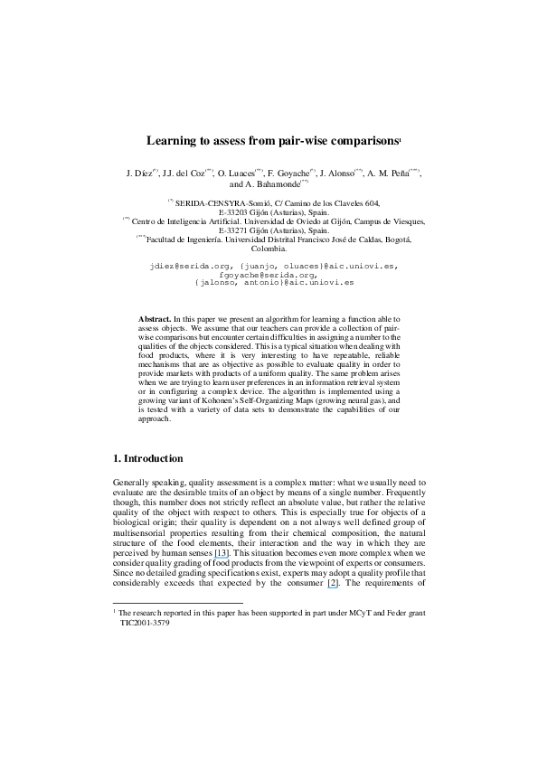 (PDF) Learning to Assess from PairWise Comparisons