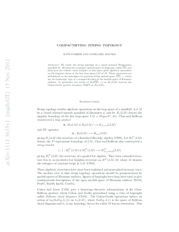 (PDF) Compactifying String Topology