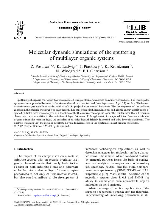 (PDF) Molecular dynamic simulations of the sputtering of multilayer ...