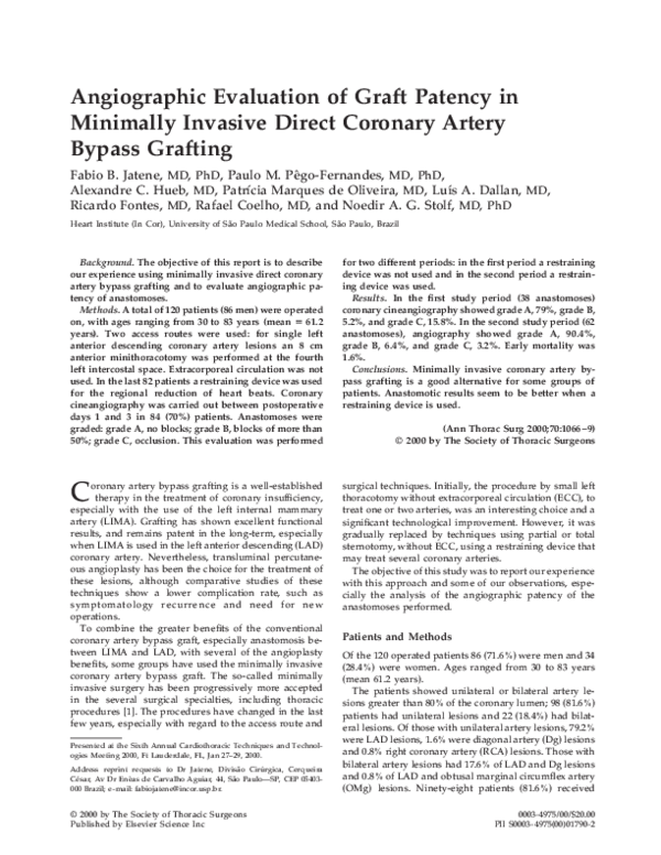 (PDF) Angiographic Evaluation of Graft Patency in Minimally Invasive ...