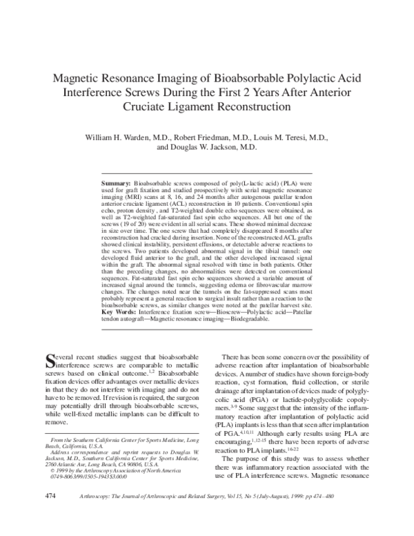 (PDF) Magnetic Resonance Imaging of Bioabsorbable Polylactic Acid ...