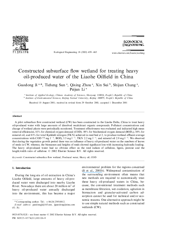 (PDF) Constructed subsurface flow wetland for treating heavy oil ...