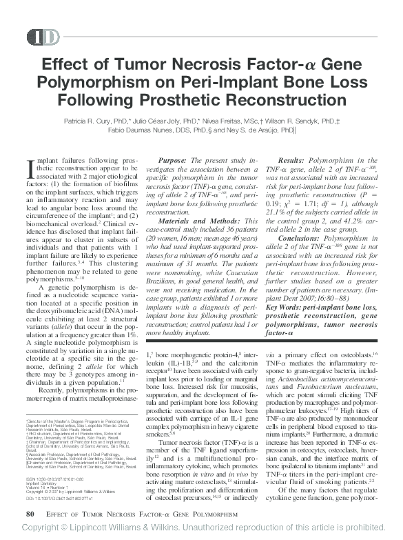 (PDF) Effect of Tumor Necrosis Factor-?? Gene Polymorphism on Peri ...