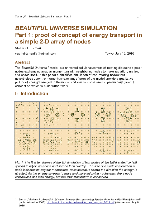 (PDF) BEAUTIFUL UNIVERSE SIMULATION Part 1: proof of concept of energy ...
