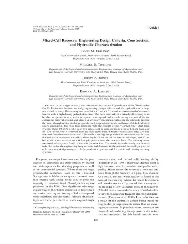 (PDF) Mixed-Cell Raceway: Engineering Design Criteria, Construction ...