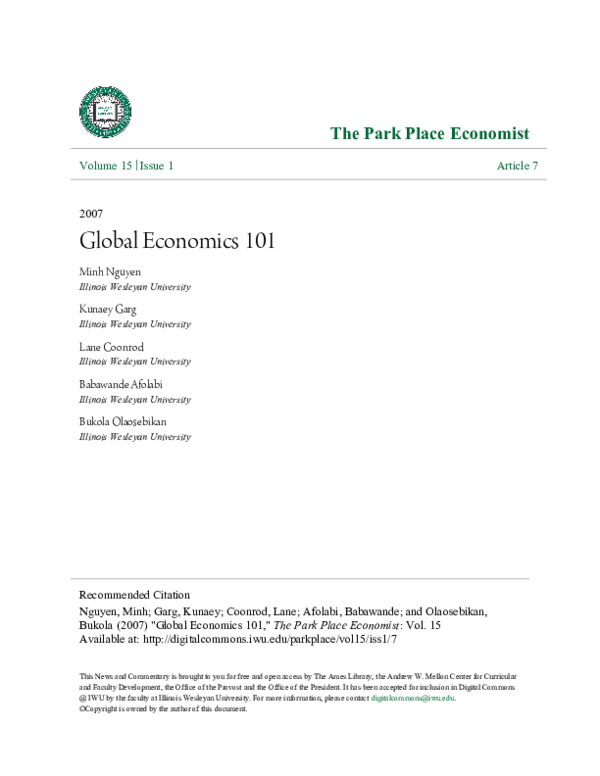 (PDF) Global Economics 101
