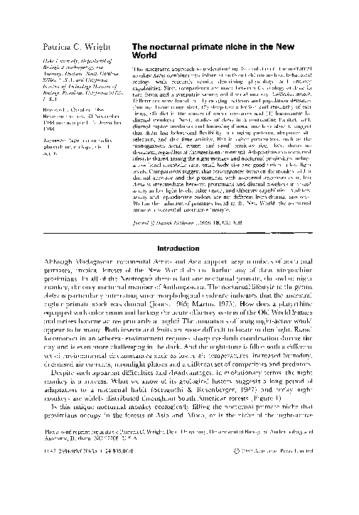 (PDF) The nocturnal primate niche in the New World