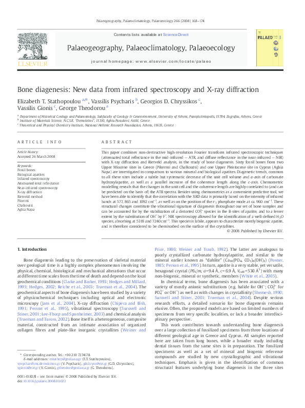 (PDF) Bone diagenesis: New data from infrared spectroscopy and X-ray ...