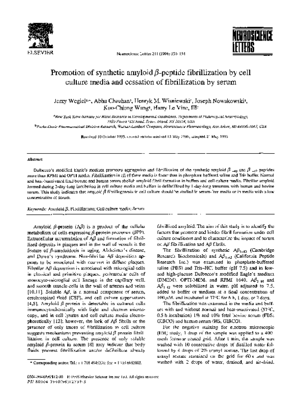 (PDF) Promotion of synthetic amyloid β-peptide fibrillization by cell ...