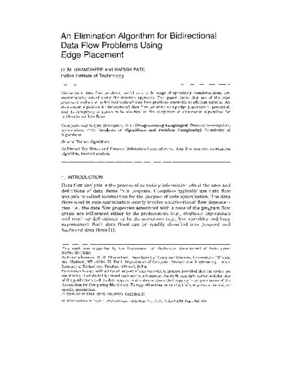 Pdf Efficient Bi Directional Data Flow Analysis