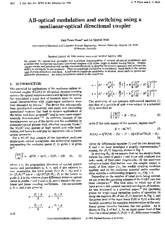 (PDF) All-optical modulation and switching using a nonlinear-optical ...