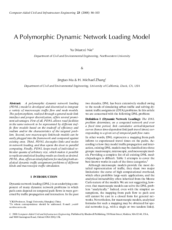 Pdf A Polymorphic Dynamic Network Loading Model