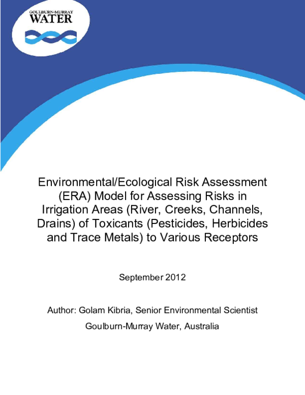 (PDF) Environmental/Ecological Risk Assessment (ERA) Model for ...