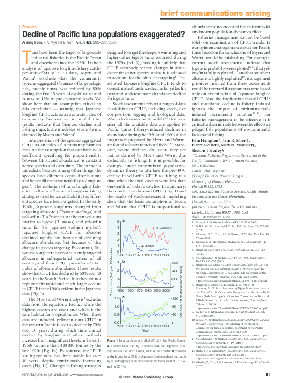 (PDF) Fisheries Decline of Pacific tuna populations exaggerated