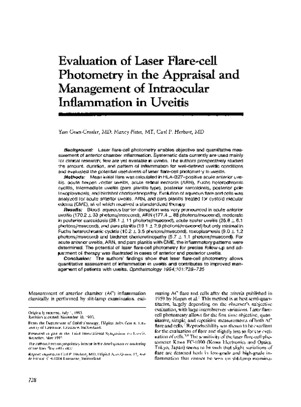 (PDF) Evaluation of laser flare-cell photometry in the appraisal and ...