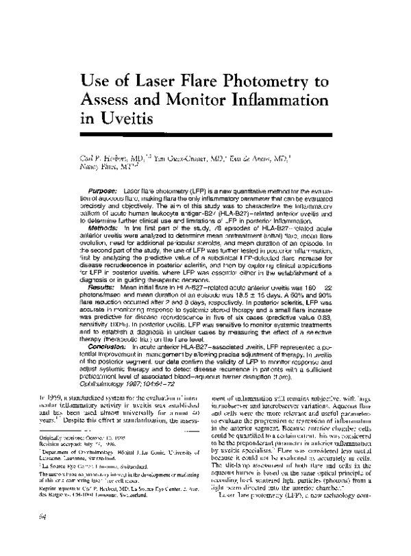 (PDF) Use of Laser Flare Photometry to Assess and Monitor Inflammation ...