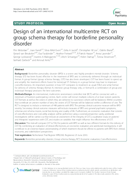 (PDF) Design of an international multicentre RCT on group schema ...