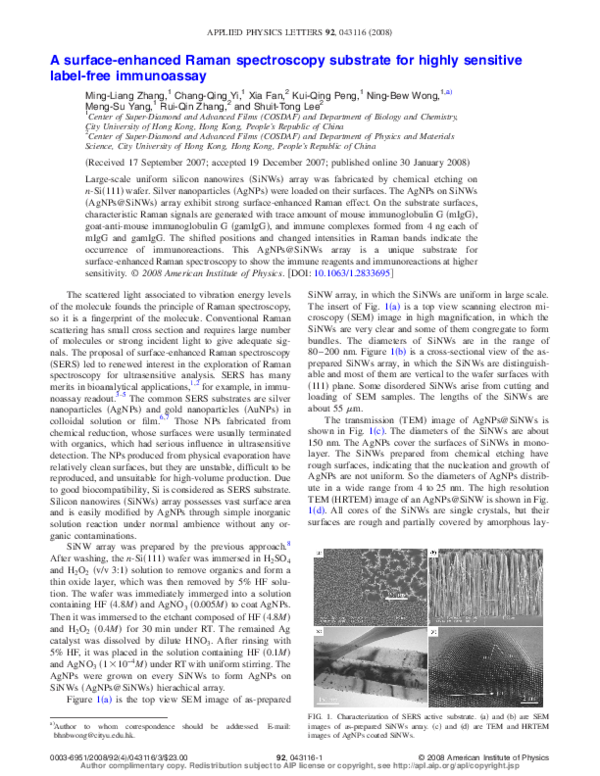 (PDF) Surface-Enhanced Raman Spectroscopy: Substrates and Analyzers You ...