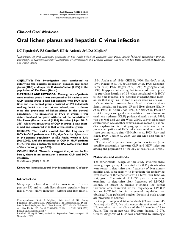 (PDF) Oral Lichen Planus and Hepatitis C Virus Infection