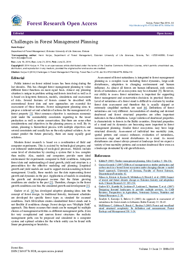 Pdf Challenges In Forest Management Planning