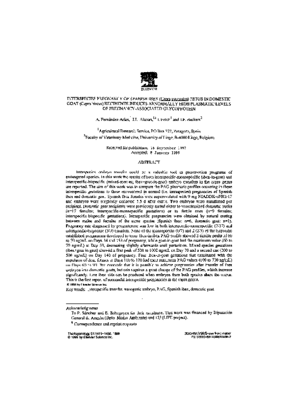 (PDF) Interspecies pregnancy of spanish ibex (Capra pvrenaica) FETUS EM ...