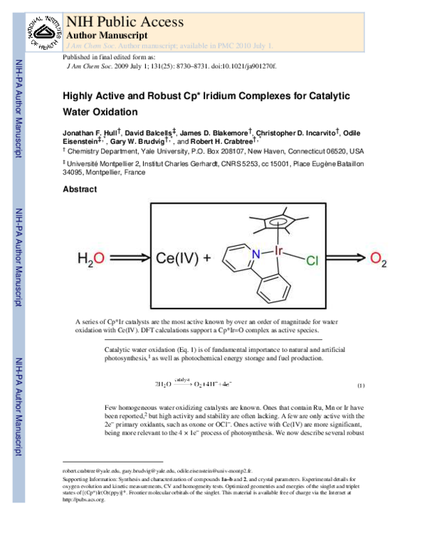 (PDF) Highly Active and Robust Cp* Iridium Complexes for Catalytic ...